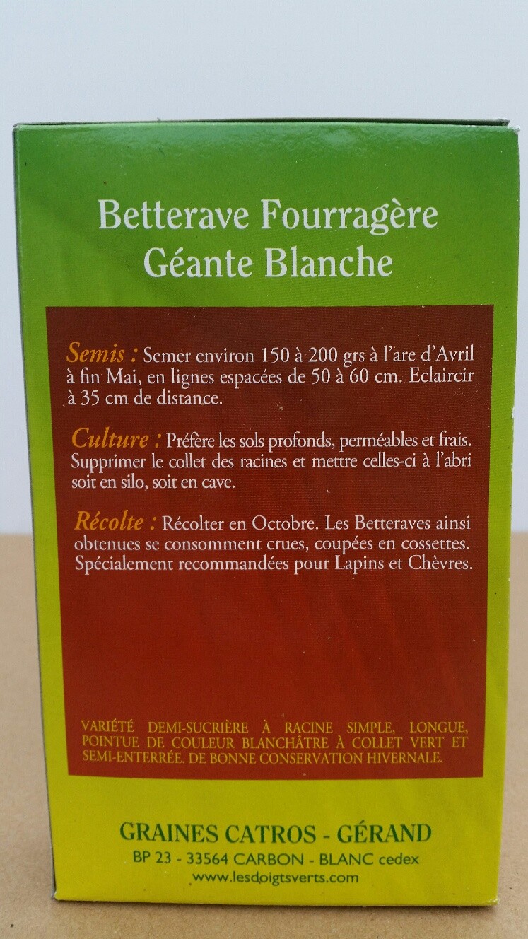 BETTERAVE GEANTE BLANCHE 100 G